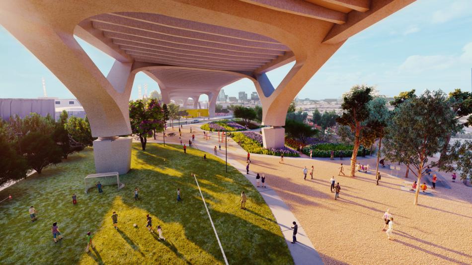 Signs of progress for new park below the Sixth Street Viaduct | Urbanize LA Signs of progress for new park below the Sixth Street Viaduct | Urbanize LA